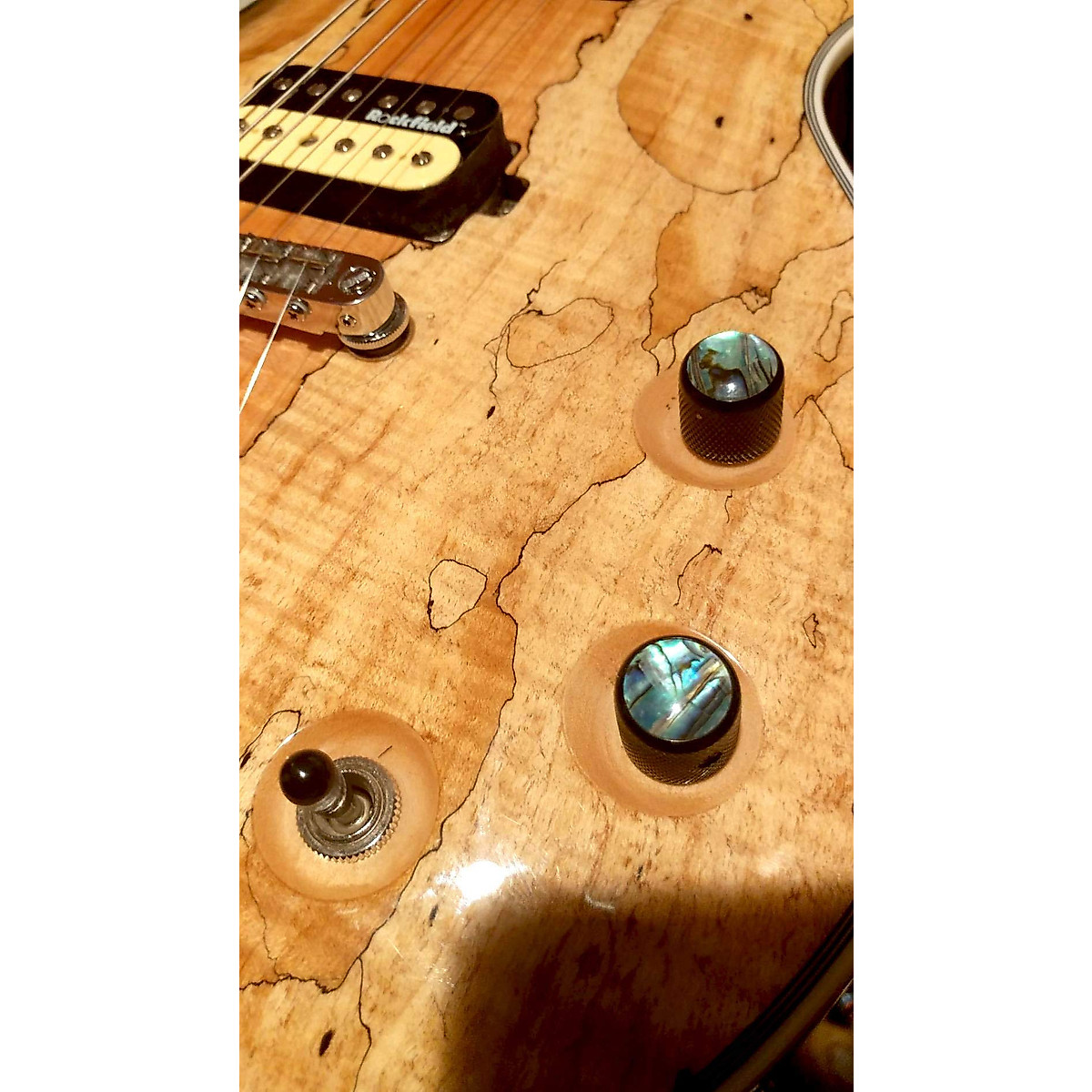 Dopro 2pcs Black Tele Telecaster Abalone Top Guitar Dome Knobs Bass Knobs with Set Screw and Wrench