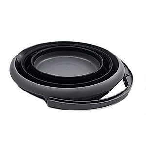 SAMMART 10L (2.64Gallon) Collapsible Fishing Bucket - Foldable Round Tub - Portable Plastic Water Pail - Space Saving Outdoor Waterpot - Trunk Organizer (1, Grey/Black)