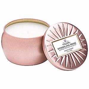 Voluspa Sparkling Rose Mini Tin Candle, 4 Ounces