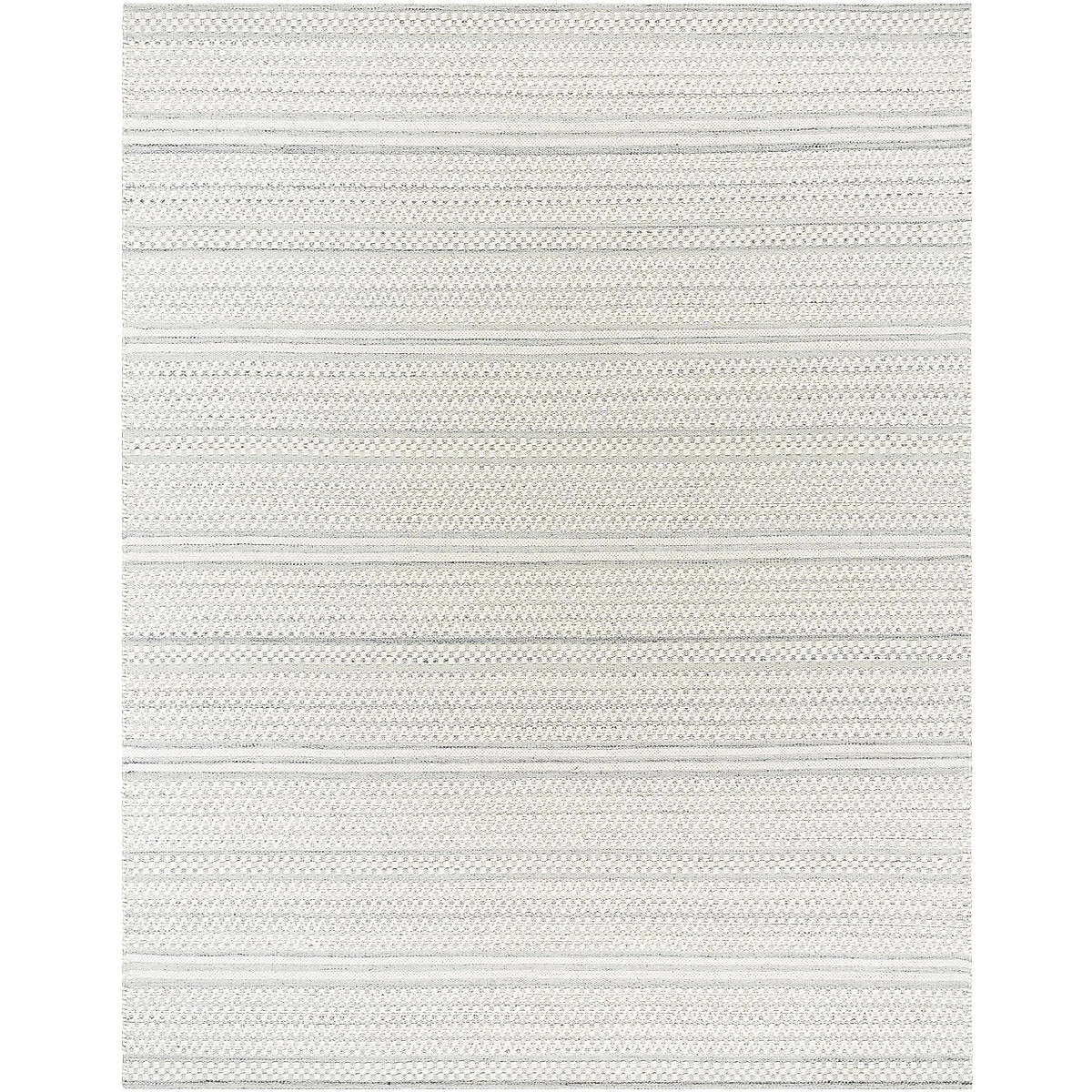 Hauteloom Kendi Wool Living Room, Bedroom Area Rug - Modern Farmhouse - Neutral Bohemian Boho - Light Gray, White - 3'6" x 5'6"