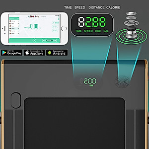 GYMAX Walking Pad, 2.25HP Foldable Treadmill with LED Display, Remote & Smart App Control, 2 in 1 Under Desk Treadmill, Portable Compact Folding Treadmill for Small Space/Home/Office (Yellow)