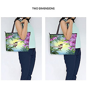 Sletend Hummingbird Flower Bird Handbags for Women Fashion Tote Bags Shoulder Bag for School Travel Work Shopping(M)