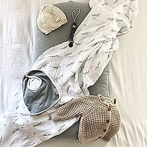 Ely's & Co. Muslin Swaddle Blanket 2-Pack — 100% Cotton Muslin Extra-Large Swaddle Blankets (47” x 47”) Watercolor Eucalyptus Print & Solid Sage