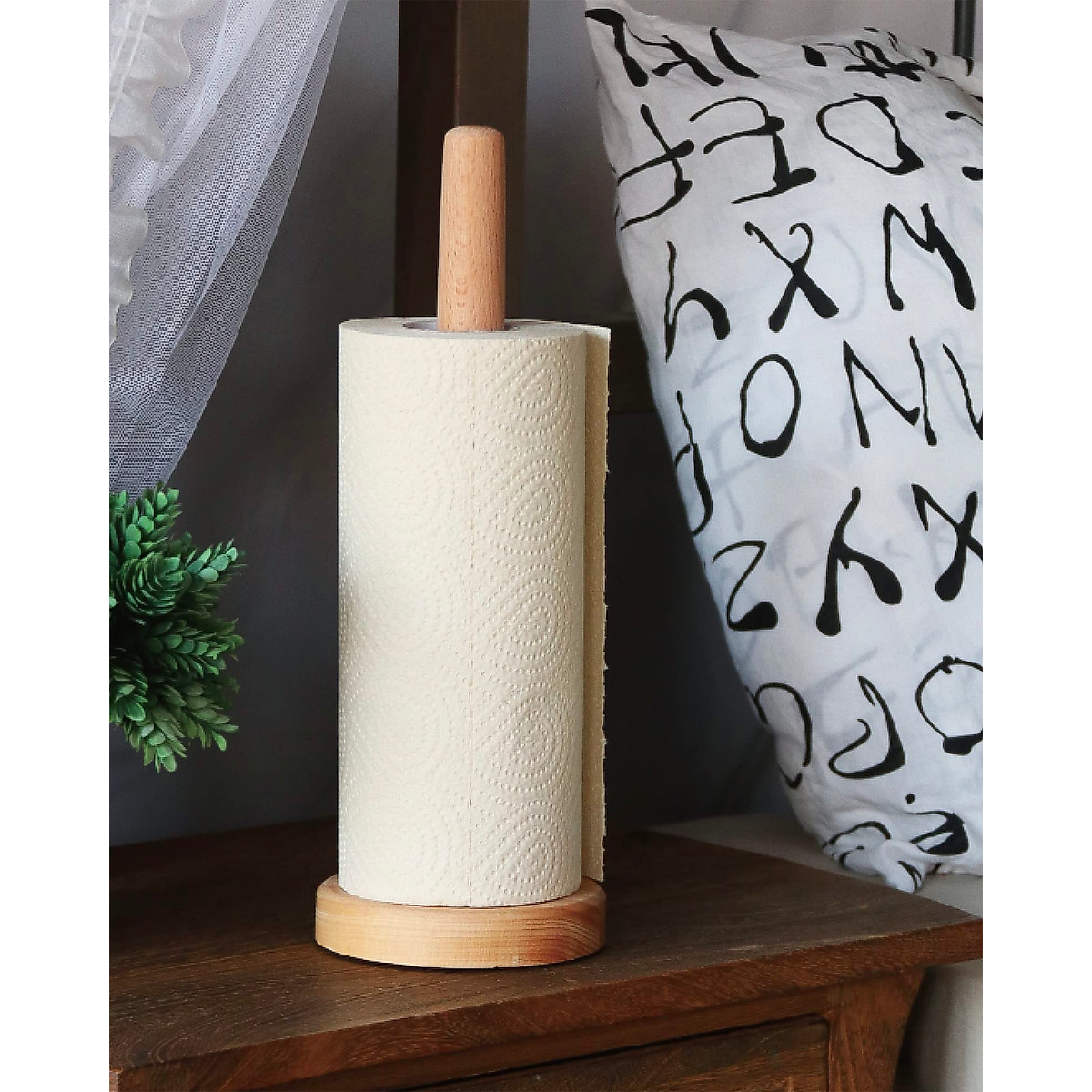 CHAUNCEY HOME Wooden Paper Towel Holder - Kitchen Paper Hanger Rack Bathroom Towel Roll Stand Organizer Simply Standing Countertop Paper Roll Holder