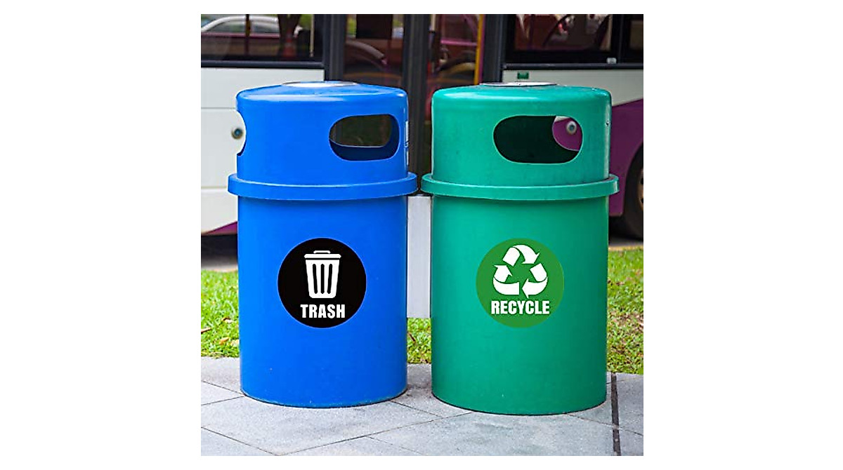 Self-Adhesive Recycle Stickers for Trash Cans - 6 Packs