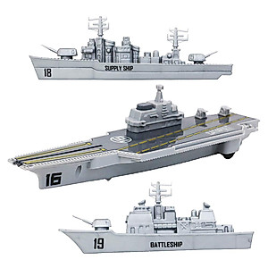 deAO Aircraft Carrier Toy Military Naval Ship Play Set with Small Scale Planes Toy, Supply Ship,Great Battleship Toys Army Men Toys for Boys Girls Kids