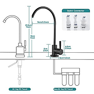 Drinking Water Kitchen Faucet Matte Black,FVITA 304 Stainless Steel Sink Filter Water Faucet Reverse Osmosis Water Filter Faucet
