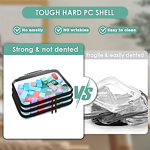 QAVABIN Clear Hard Zipper Pouch, Bliss Zippered Storage Bins, Waterproof PVC Shell Travelling Bags, Storage for Board Games, Building Blocks, Puzzles, Kids Books with Handle, Plastic Organizing, 2Pc