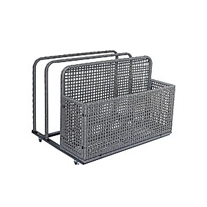 IDEALHOUSE Outdoor Storage, Double Layer Poolside Float Storage, Patio Poolside Float Storage Basket,PE Rattan Outdoor Pool Caddy with Rolling Wheels for Floaties,Beach-Sturdy,Hollow Grey…