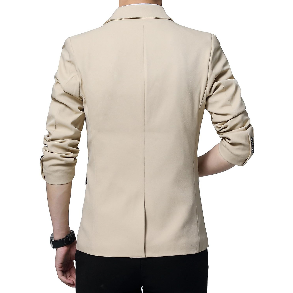 DAVID.ANN Men's Casual Blazer Jacket Slim Fit Sport Coats Lightweight One Button Suit Jacket,#1 Khaki,Small