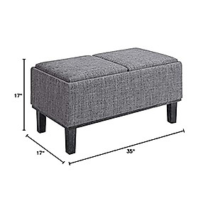Convenience Concepts Designs4Comfort Brentwood Storage Ottoman, Gray Fabric