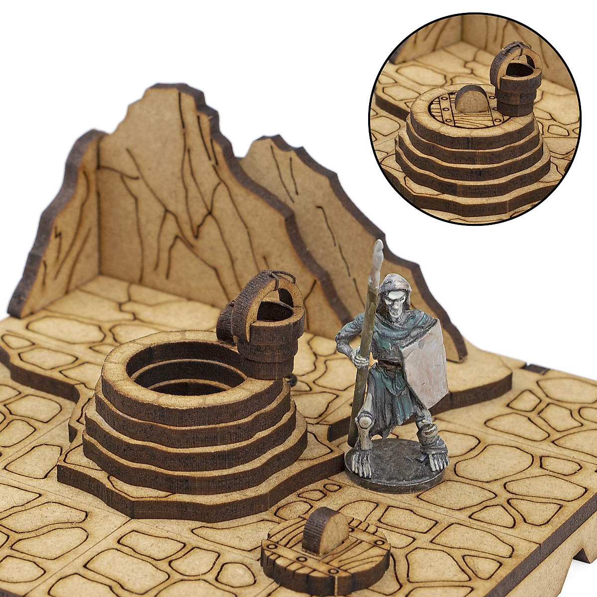 TowerRex 3D Modular Battle Map D&D Terrain - dnd accessories, set for Dungeons & Dragons, Pathfinder, Warhammer, Tabletop battle mat grid, wargaming terrain, TTRPG Scenery kit for 28mm 32mm miniatures