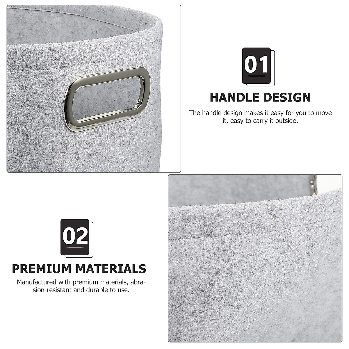 PRETYZOOM Felt Storage Basket, Foldable Storage Basket with Handle Fabric Drawers Storage Baskets Cube Shelf Organizer For Toys Blankets Clothes (24X35X31cm)