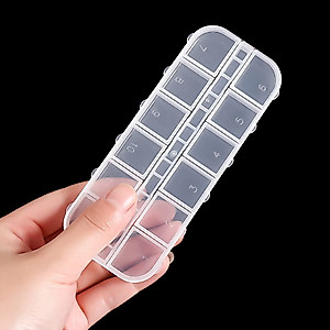 Pokinge 12 Grid Clear Plastic Jewelry Box Organizer 5Pcs Clear Bead Storage Box for Jewelry, Nails, Art DIY, Craft Storage, Glitters Collection