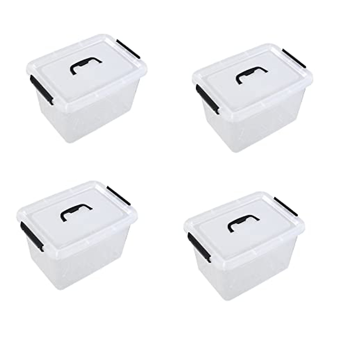 Yarebest 10 Liter Clear Storage Box, Plastic Box with Clips Lid, 4 Packs