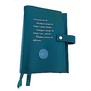 Green Deluxe Triple NA Book Cover for The Basic Text (6th Ed), It Works, How and Why and Living Clean with Serenity Prayer and Medallion Holder.