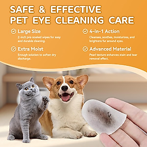 Eyes Wipes for Dogs - Gently Remove Tear Stain - Dog Eye Cleaner,Eye Debris, Discharge, Mucus Secretions - Dog Eye Wipes Tear Stain Remover - Dog & cat Eye Wipes - 220pcs