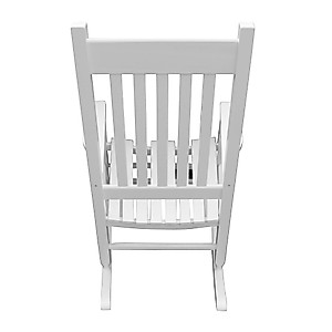 AGaati Solid Hard Wood Rock Chairs Wooden High -Foot Chairs Porch Rock Chairs Solid Wood Comfortable and Wide Seat Safe and Solid Board White Suitable for Balcony Porch