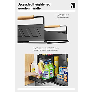 EUHOME Under Sink Organizers and Storage, Kitchen Under Sink Organizer, Slide Out Under Sink Storage for Bathroom 2 Tier Under Cabinet Organizer (Black, 1Pack)
