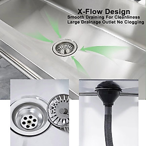 ZGDXPLA Outdoor Stainless Steel Sink Free Standing Commercial Restaurant Utility Sink with 2 Single Cold Faucets Garden Sink with Backsplash Strong Stability for Garage Restaurant Backyard