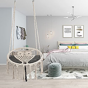 Prime Garden Hammock Chair, Owl Hanging Macrame Swing with Hardware Kits, Handmade Knitted Mesh Rope Swing Chair for Indoor, Outdoor, Bedroom, Patio, Garden, Small (Width 60 CM)