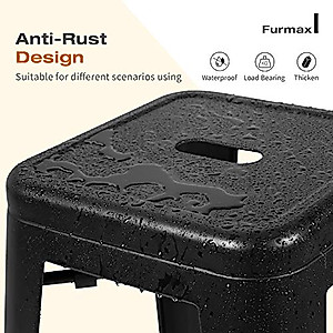 Furmax 30 Inches Metal Bar Stools High Backless Stools Indoor Outdoor Stackable Stools Set of 4 (Black)