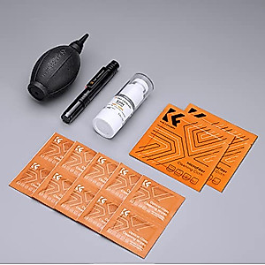 K&F Concept Camera Lens Cleaning Kit - 15ml Sensor Cleaner, Lens Pen Brush, Air Blower, Microfiber Cleaning Cloths & Lens Wipes for DSLR & Mirrorless Cameras and Sensitive Electronics