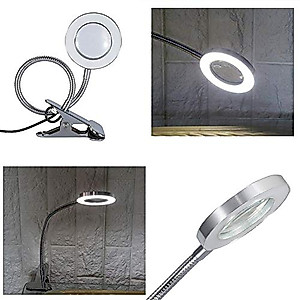 Simlug Magnifying Glass Lamp, Magnifying Light Table Base Holder USB Powered Portable Clamp Table Base Holder Desk Magnifier Lamp Ideal for Eyebrow Tattoo Tattoo