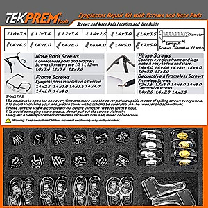 TEKPREM Magnetic Eyeglass Repair Tool Kit, Eye Glasses Repairing Screwdriver Set with Eyeglass Screws,Silicone Nose Pads,Tweezer,Small Screwdriver for Eyeglasses,Sunglasses and Nose Pads Replacement