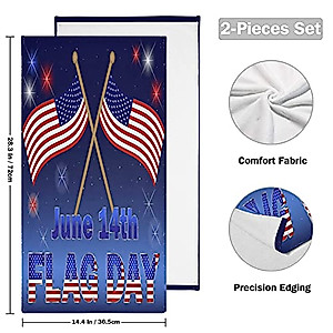 xigua 2PCS Polyester Hand Towels Soft and Absorbent for Hotel Spa Beach Bathroom Fingertip Towel,Flag Day Beautiful Text and Fireworks