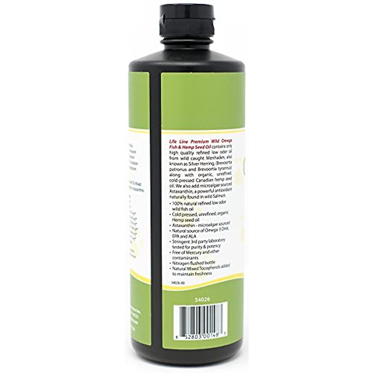 Life Line Pet Nutrition Omega Fish & Hemp Seed Oil - Omega 3 Supplement for Improved Skin, Coat and Joint Health, 26 Fl Oz