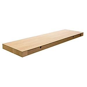Kiera Grace Uniquely Modern Stockholm Aberg Engineered Wood Floating Wall Shelf with LED Light for Home, Room, & Office, 9.25”L x 35.4”W x 1.5”H, Oak Beige