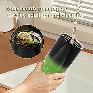 Brwacoz Vacuum Insulated Tumbler with LeakProof Straw Lid and Portable Handle, Reusable Stainless Steel Water Bottle with Non-slip Bottom Pad, Cupholder Friendly Travel Coffee Mug, 28oz, Green