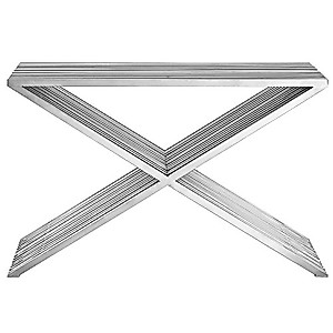 Modway Press Contemporary Modern Stainless Steel Console Table In Silver