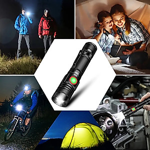 DARKBEAM USB Rechargeable LED Flashlight [2 Pack] T002 Super Bright XHP50 3000 Lumen Flash Light Lights Tactical Handheld Zoomable for Hiking, Biking, Outdoor Activity Patrol, Home, Emergency