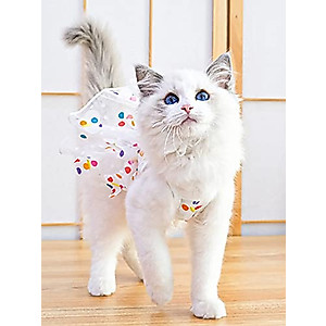 QWINEE Cute Polka Dot Mesh Cat Skirt Dog Dress Birthday Wedding Christmas Party Dog Costume Dresses for Kitty Puppy Small Medium Dogs Multicolor XL