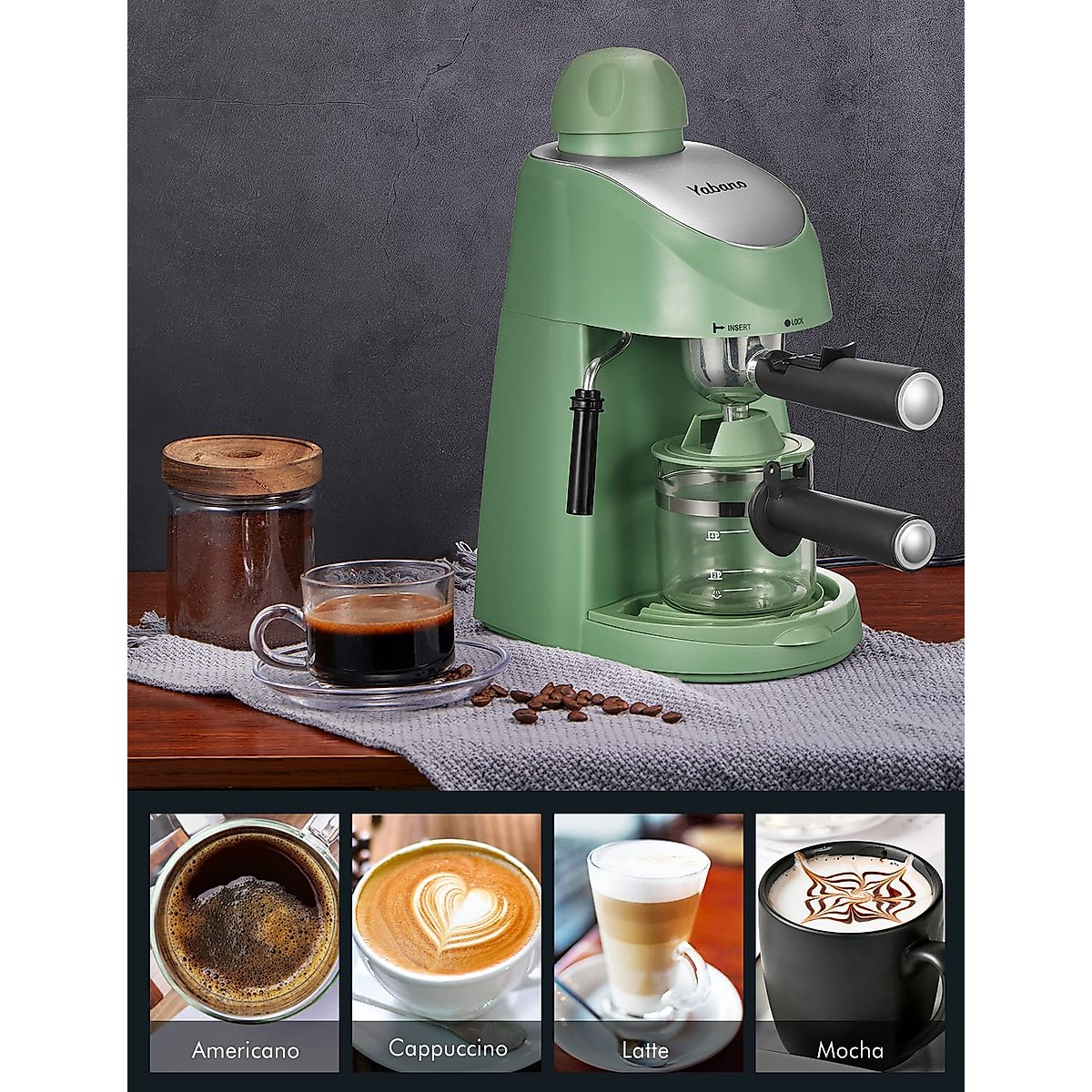 Yabano Espresso Machine, 3.5Bar Espresso Coffee Maker, Espresso and Cappuccino Machine with Milk Frother, Espresso Maker with Steamer