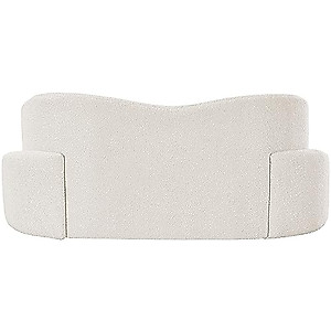 Meridian Furniture 108Cream-L Principessa Collection Modern | Contemporary Loveseat with Rich Cream Boucle Fabric, Curved Seat and Back, 68" W x 35" D x 29" H, Cream