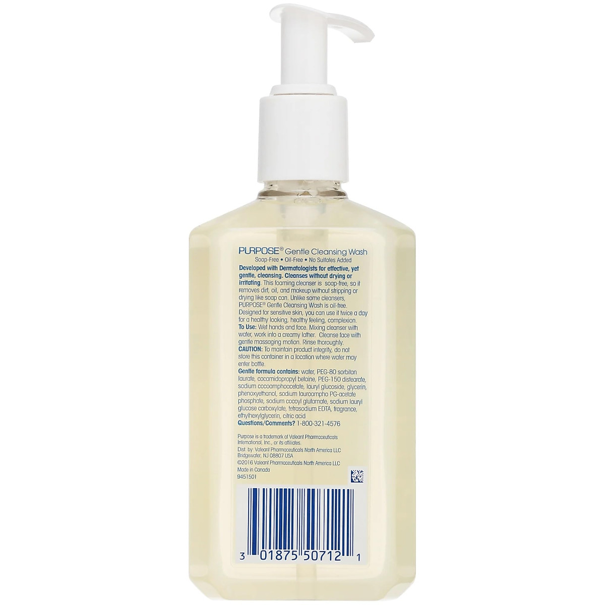 Purpose Gentle Cleansing Wash, 6-Ounce Pump Bottle