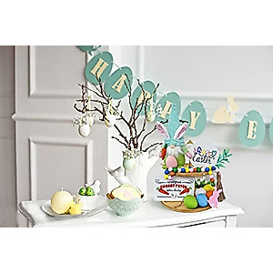 Easter Decorations-Easter Tiered Tray Decor-Easter Spring Table 2 Wooden Signs Gnomes Bunny,egg,Bead Garland Bundle-RusticTiered Tray Items (Easter Decorations)