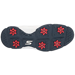 Skechers Men's Torque Sport Fairway Relaxed Fit Spiked Golf Shoe, White/Navy, 9.5