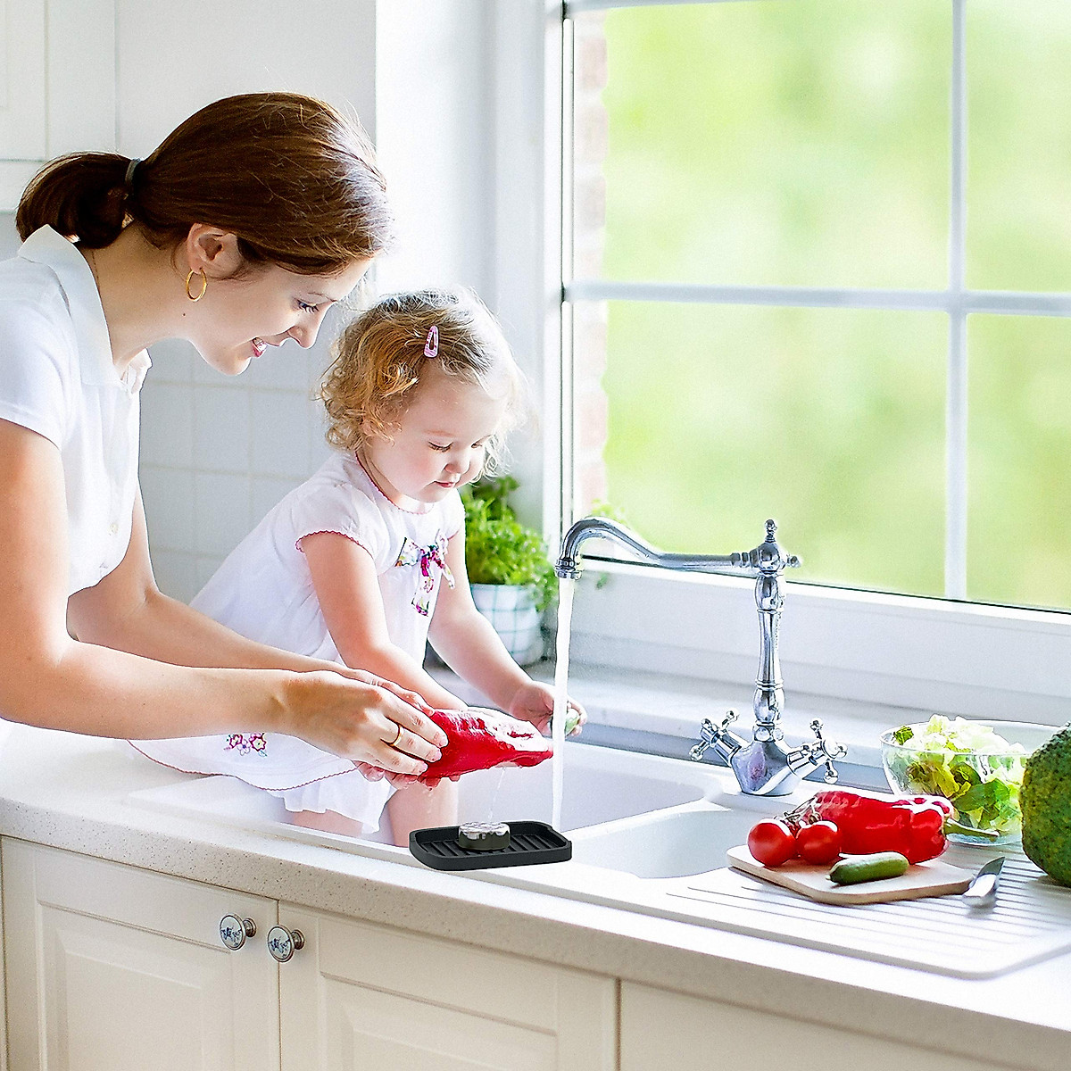 ZAPPOWARE Silicone sponge holder -soap tray - 5.9" X 4.33" (Black) - Set -2pcs