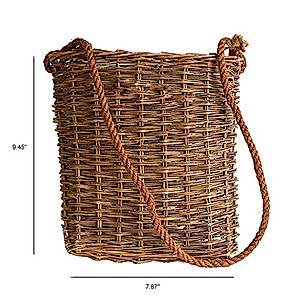 IMFFSE Handmade Wicker Woven Flower Basket Home Door Letter Collection Basket Wall Hanging Wall Retro Old Rack Without Plants,S
