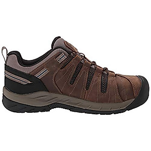 KEEN Utility Men's Flint 2 Low Steel Toe Waterproof Non Slip Work Shoe, Cascade Brown/Orion Blue, 10.5 Wide US