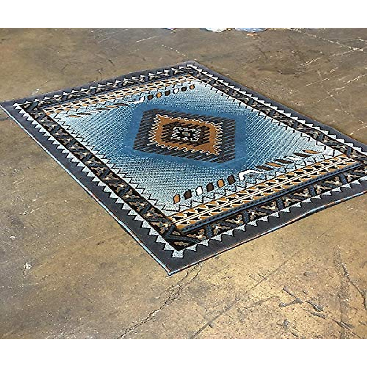 Kingdom Southwest Native American Square Tribal Area Rug Blue Brown Design D143 (5 Feet 3 Inch X 5 Feet 3 Inch Square)