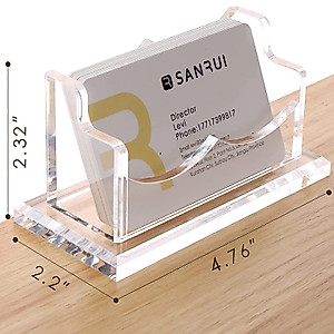 SANRUI Clear Horizontal Business Card Holder Stand for Desk, Acrylic Desktop Display Name Cards Holders Organizer Storage Rack,for Exhibition, Home , Office ,1 Tier 1 Pocket , 60 Card Capacity