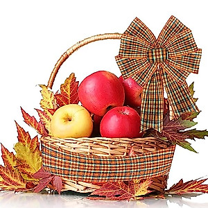 Fall Wired Ribbon Thanksgiving Gift Wrapping Pattern DIY Craft Large Bow Plaid Fall Wreath Gift Wrapping Outdoor Decor All Crafts and Sewing Halloween Tree Topper Ribbon 2.5" x 10 Yards