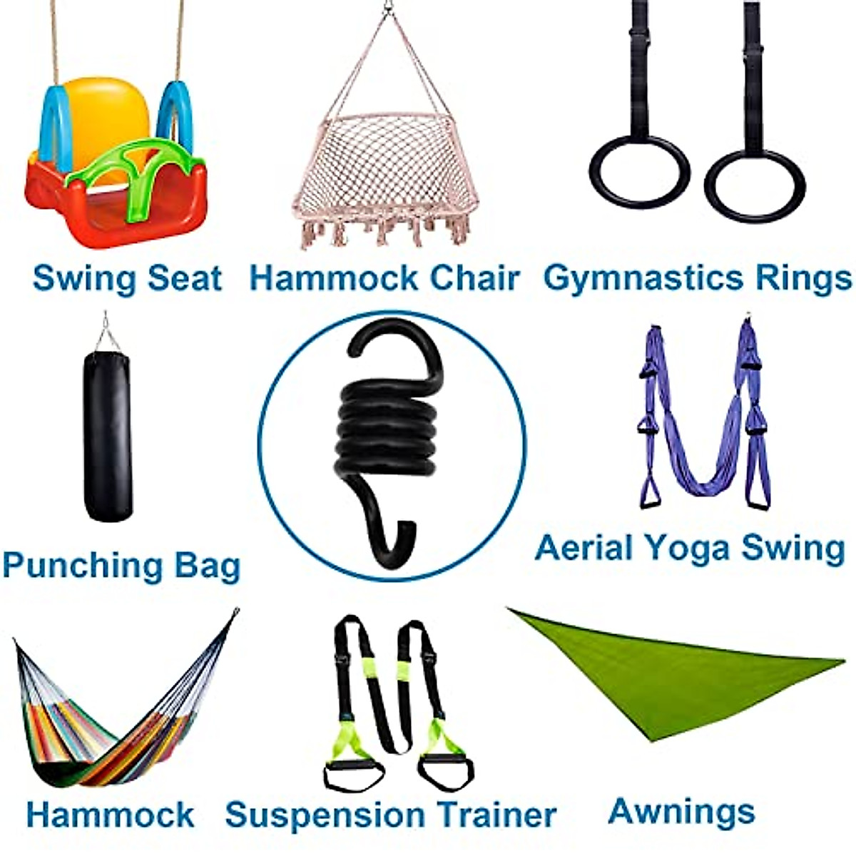 Hammoch-Chair Spring Porch Swing Spring - 750Lbs Black Heavy Duty Chair Swing Springs Heavy Bag Swing Swing Chair Spring(1 PC 750Lbs)