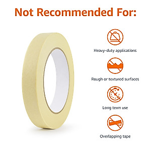 Amazon Basics Masking Tape, 0.7 Inch x 180 Feet - Pack of 3 Rolls
