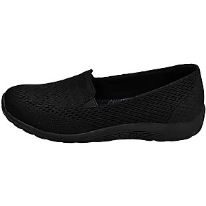 Skechers Women's Reggae Fest Willows Flat, Black/Black Mesh, 6.5 M US